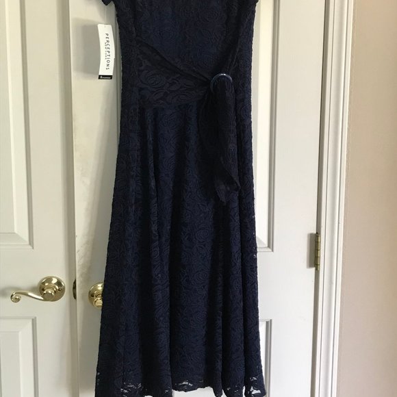 Perceptions New York | Dresses | Perceptions New York Navy Blue Lace ...